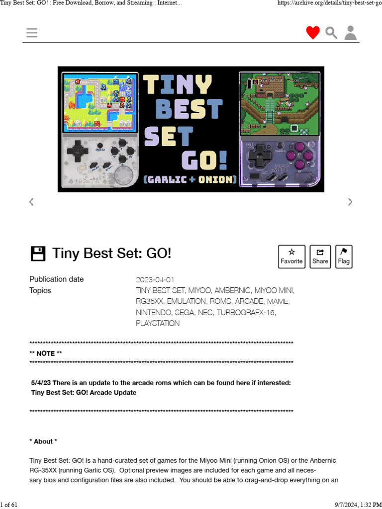 Tiny Best Set: GO! Game Collection | PDF | Zip (File Format) | Bios