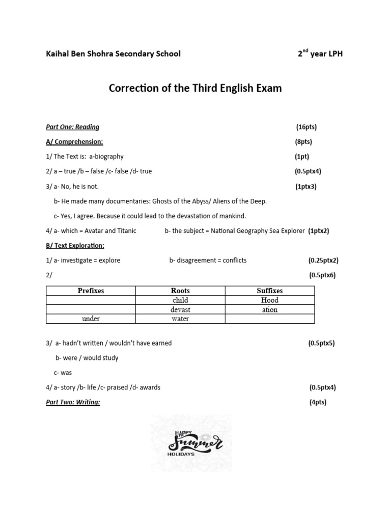 Correction 3rd Exam 2lph | PDF