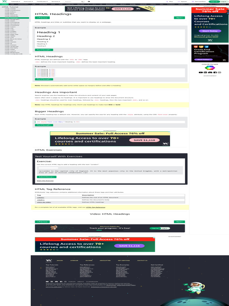 HTML Headings | PDF | Html | Html Element