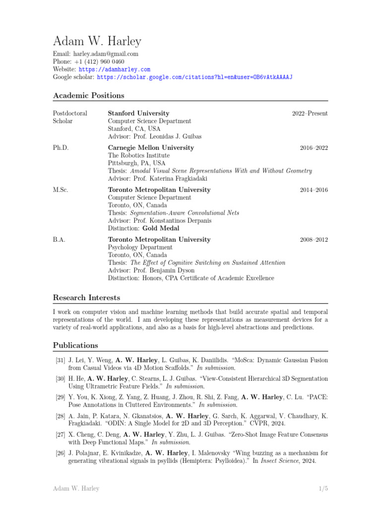adam_harley_cv | PDF | Computer Vision | Artificial Intelligence