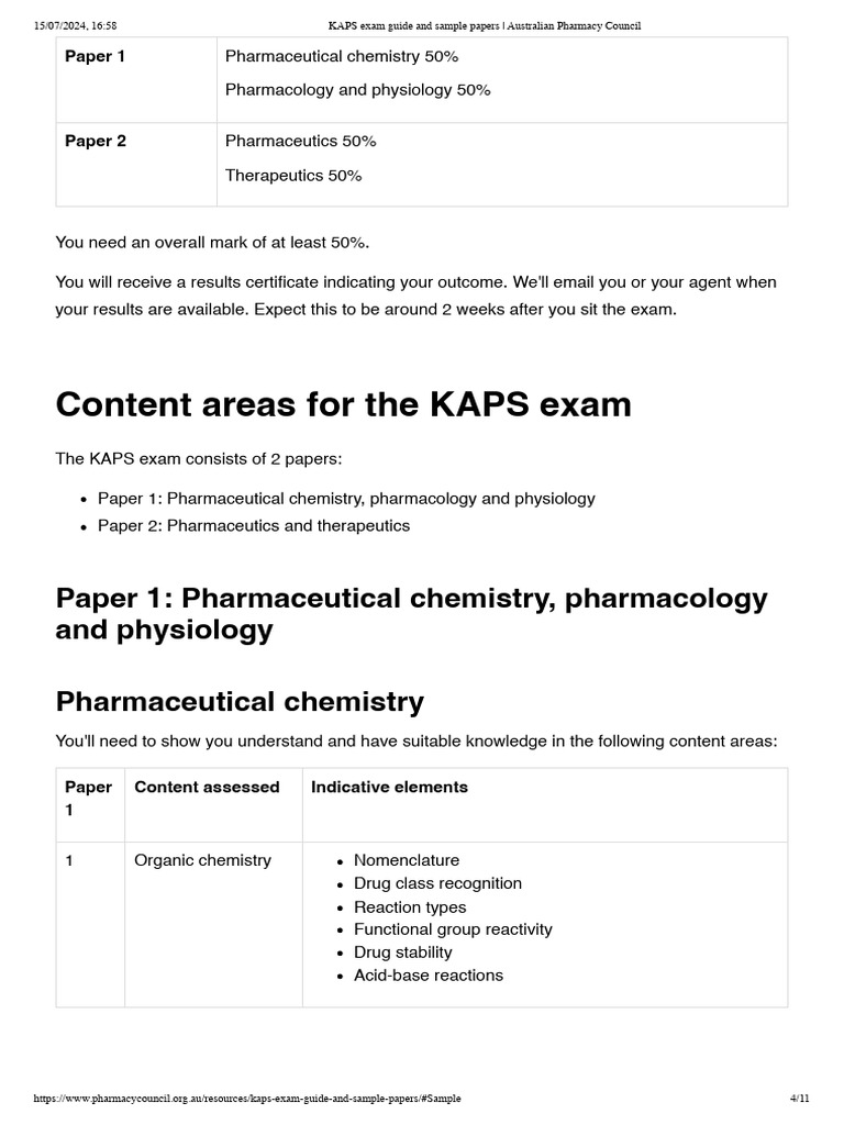 KAPS Exam Structure and Sample Papers | PDF | Pharmacology | Chemistry