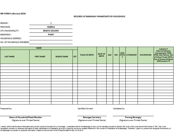 3 RBI FORM A by Household Revised 2024 | PDF | Justice | Crime & Violence