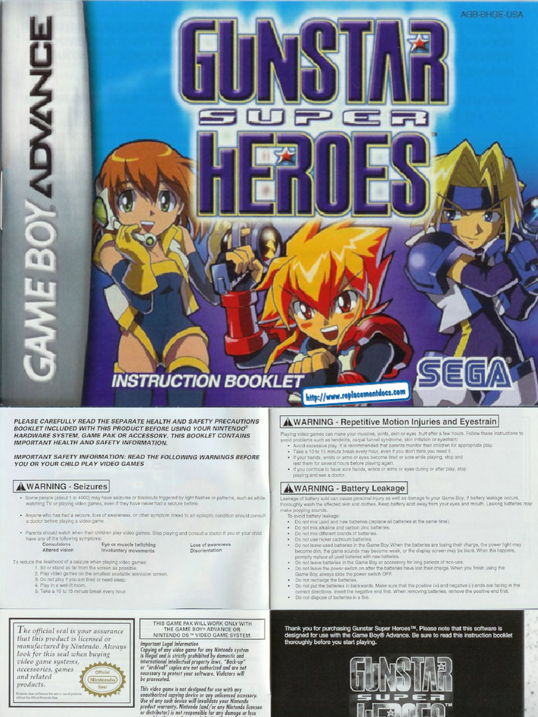Gunstar Super Heroes - Manual - GBA | PDF