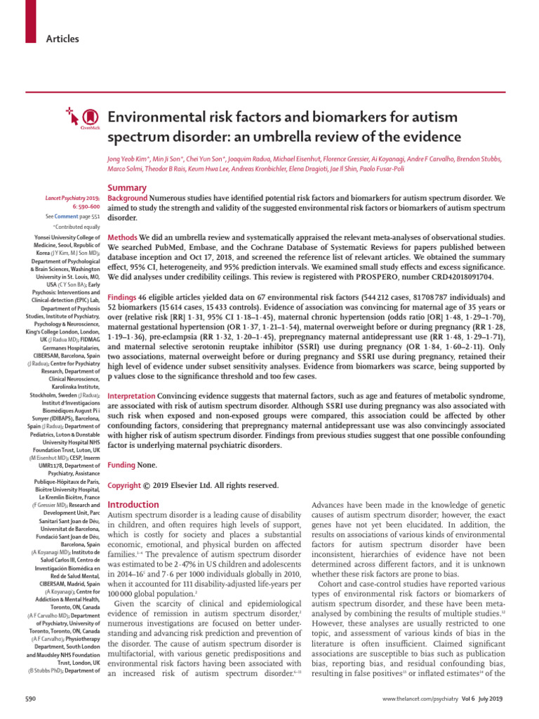 2019_Environmental risk factors and biomarkers for autism spectrum disorder_ an umbrella review ...