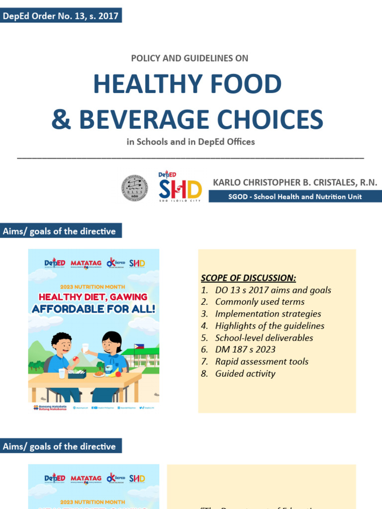DO 13 S 2017 - Policy On Healthy Foods | PDF | Nutrition Facts Label | Fat