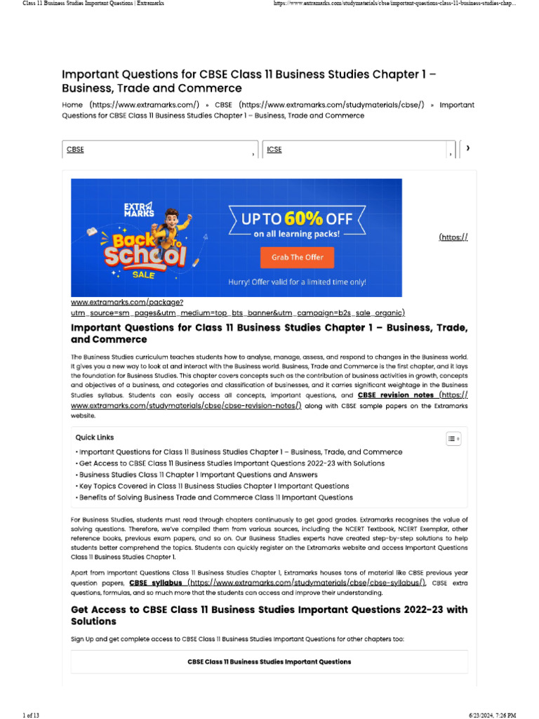 Class 11 Chapter 1 Business Atudies | PDF