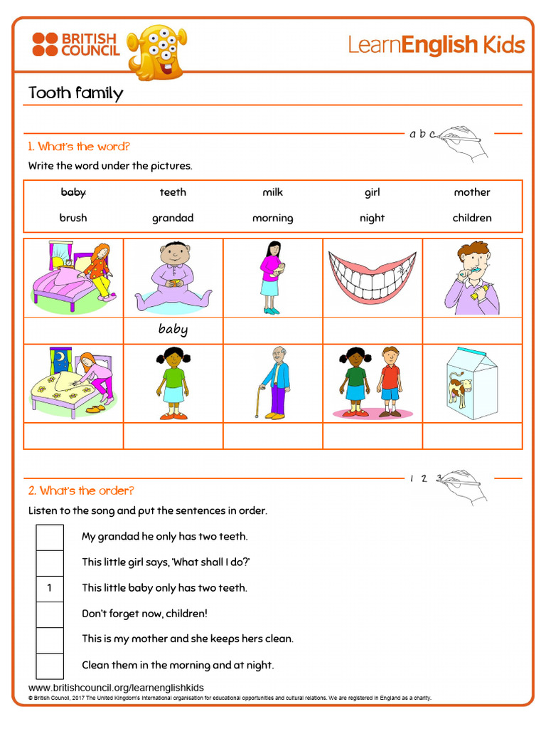 Songs Tooth Family Worksheet | PDF | Tooth | Mouth