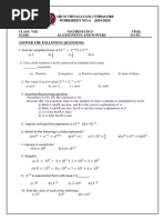 Class 8 Exponents & Powers Worksheet | PDF