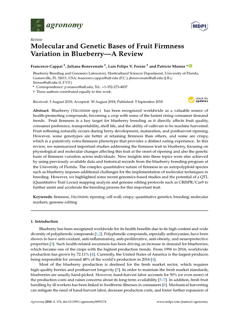 Molecular and Genetic Bases of Fruit Firmness Variation in Blueberry ...