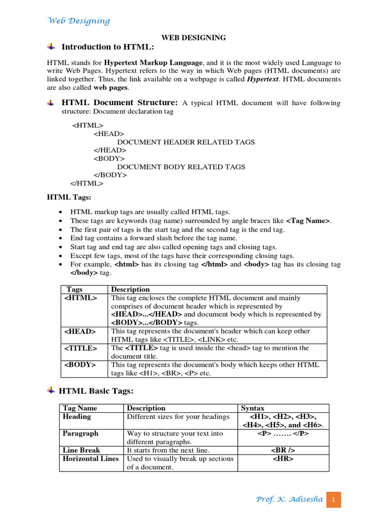 Web Designing | PDF | Hyperlink | Html Element