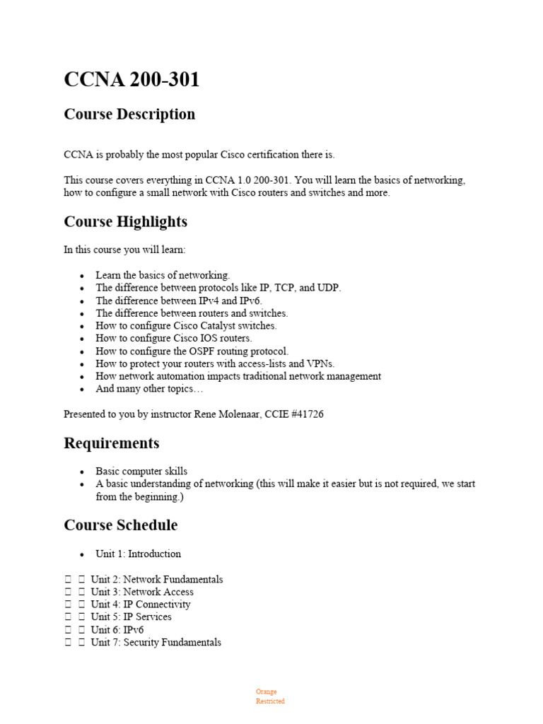 Ccna 200-301-01 | PDF | Cisco Certifications | Computer Networking