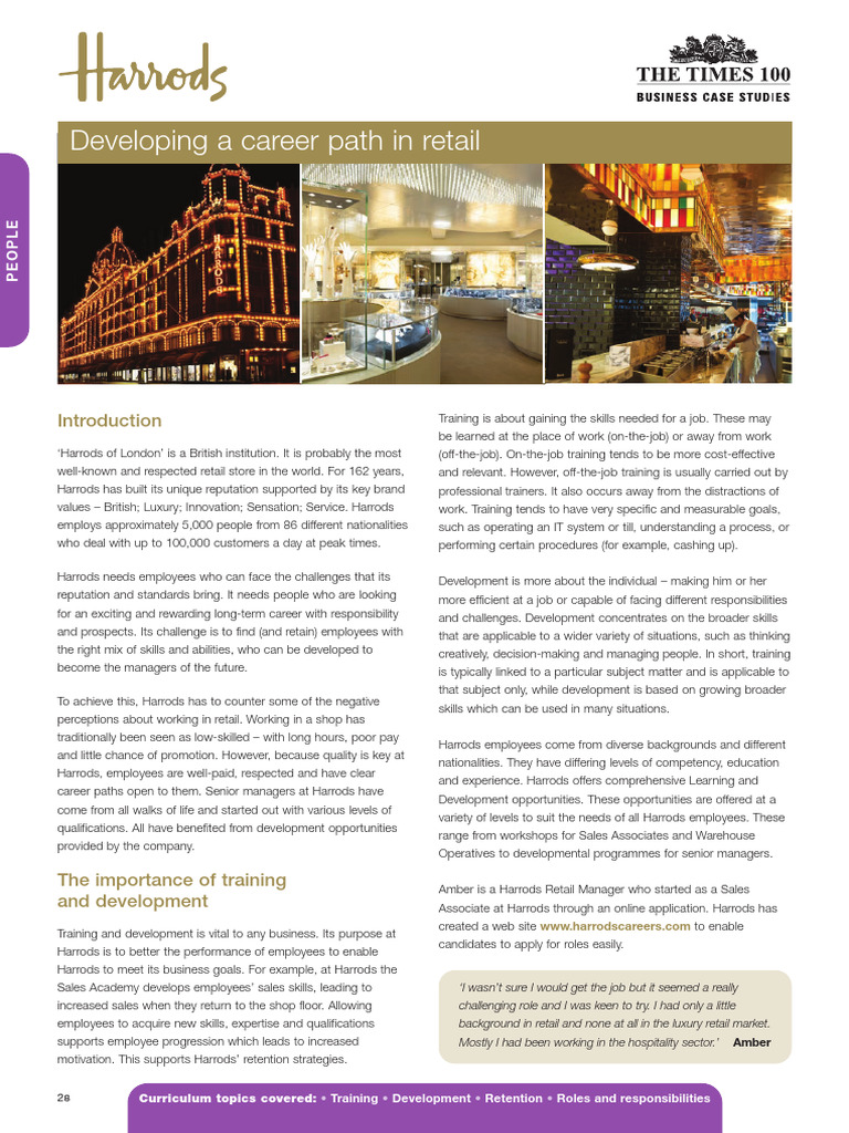 The Times 100 Business Case Studies - Harrods | PDF | Employee Retention | Business