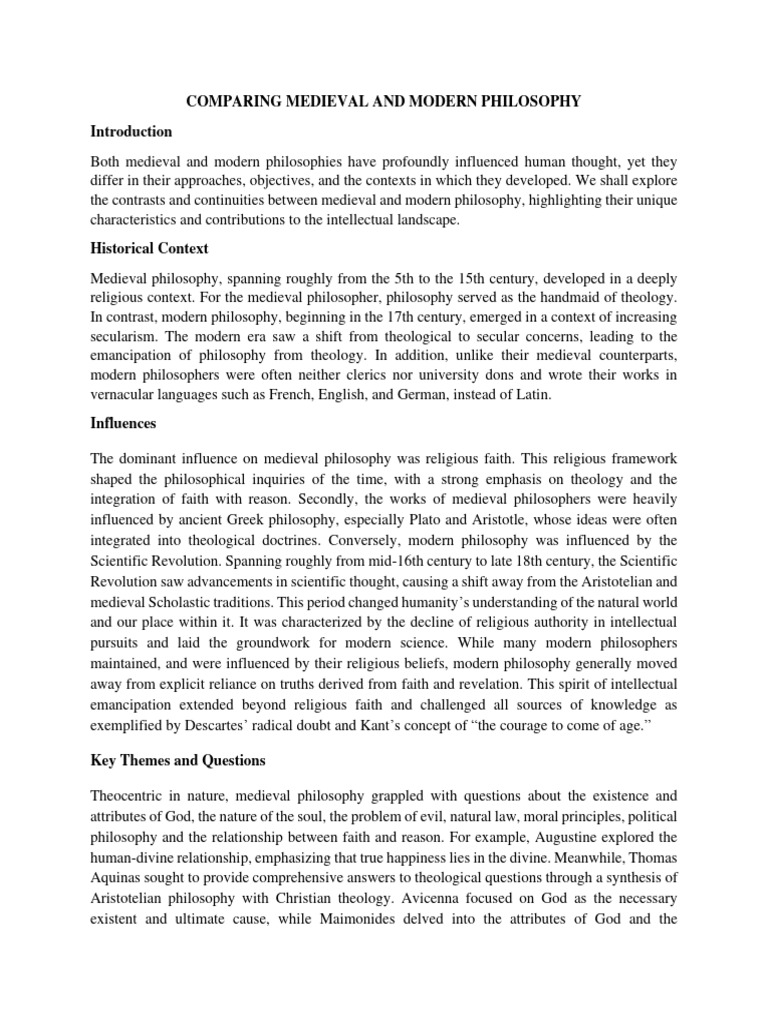 IP - Topic 8 - Medieval vs. Modern Philosophy - Reading Assignment ...