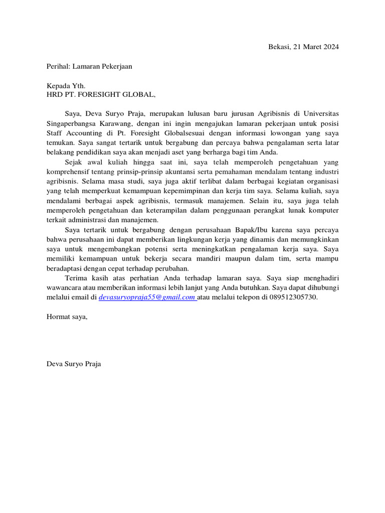 Deva Suryo Praja - CV | PDF