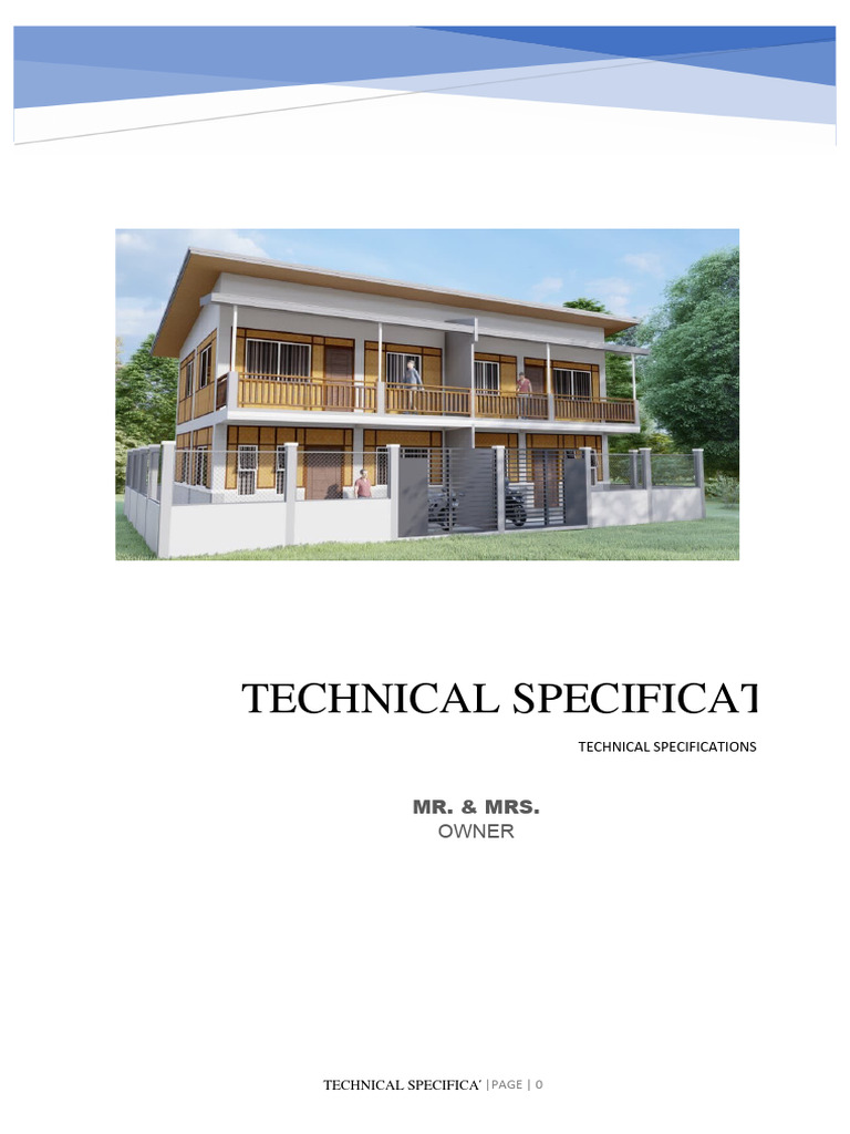 Technical Specifications For 2 Storey BLDG | PDF | Concrete | Plumbing