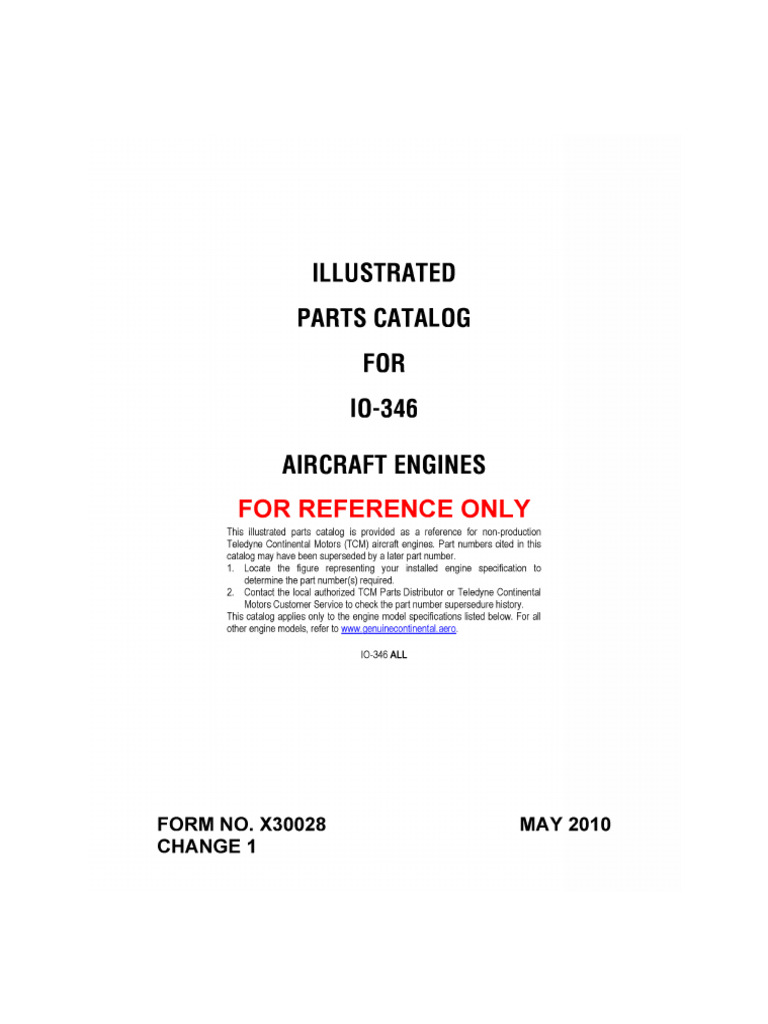 IO-346 Aircraft Engine Parts Catalog | PDF | Piston | Screw