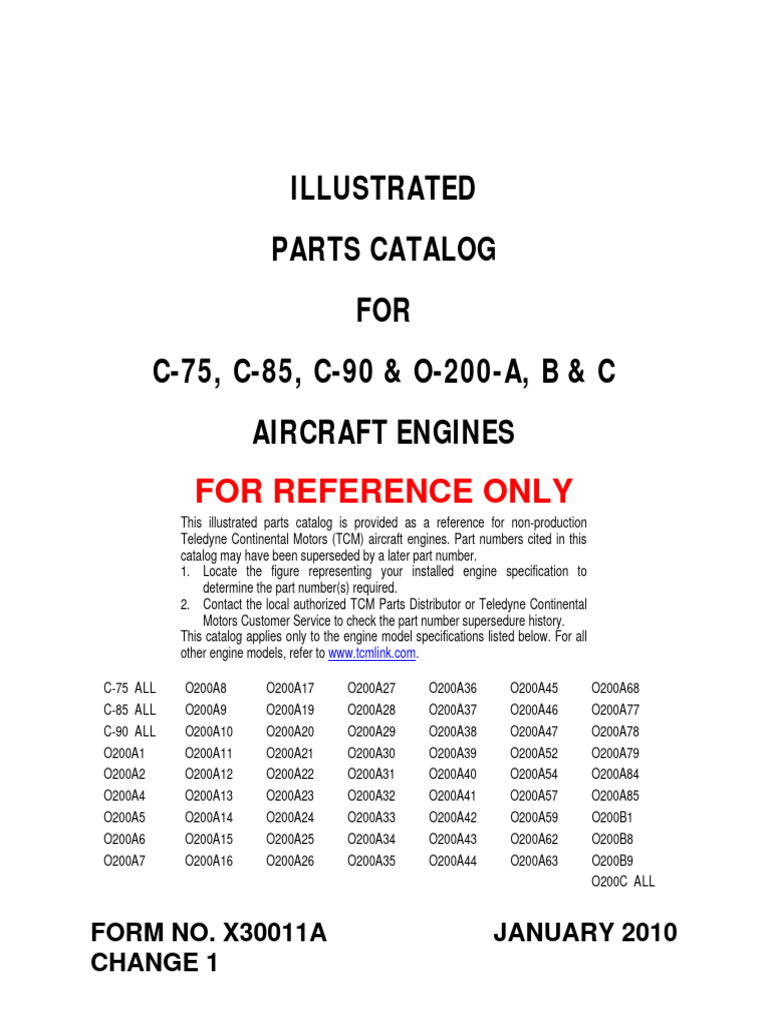 Illustrated Parts Catalog for C-75, C-85, C-90 & O-200 Engines | PDF ...