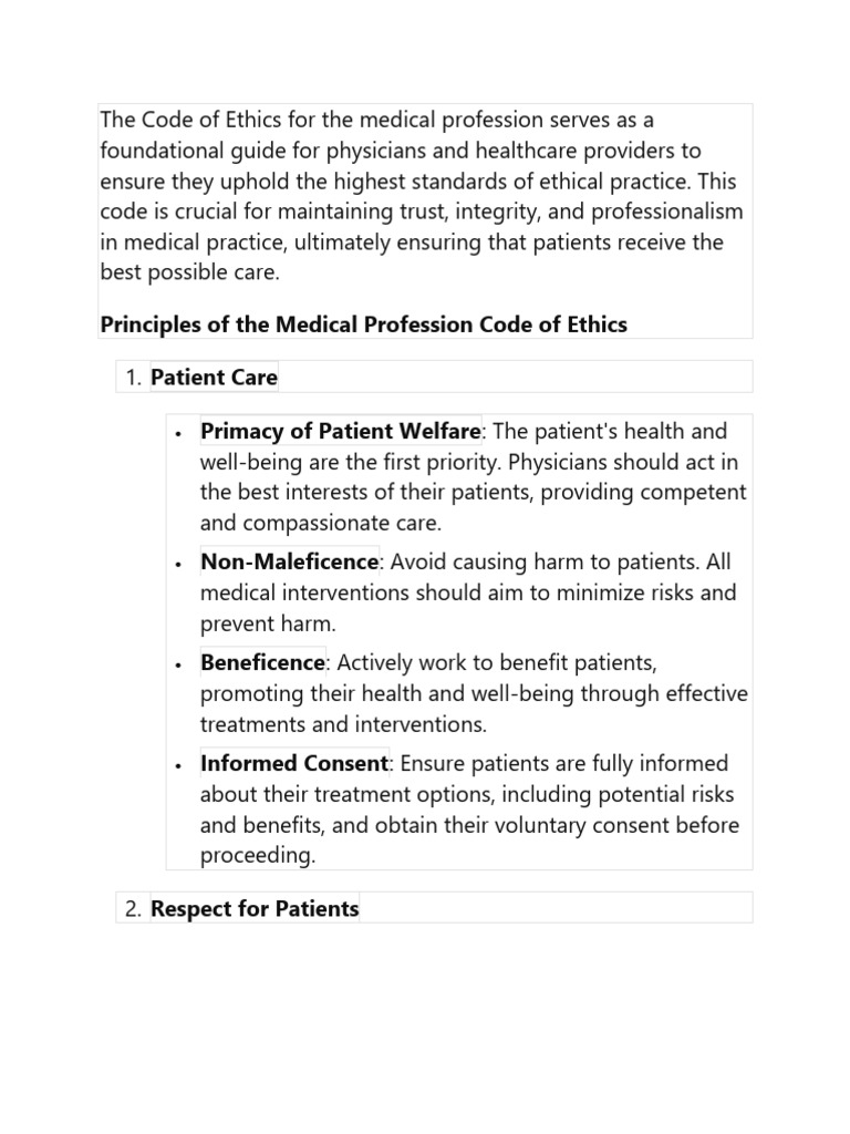 Medical Profession Code of Ethics | Download Free PDF | Medical Ethics ...