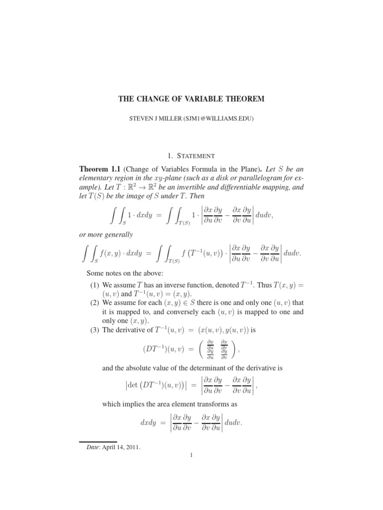 Change Variable THM | PDF | Function (Mathematics) | Derivative