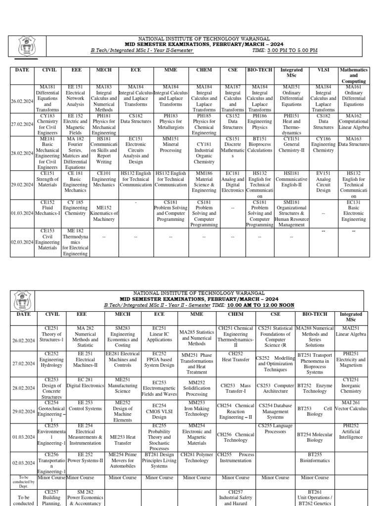 Master Timetable-Even Sem | PDF | Engineering | Electrical Engineering