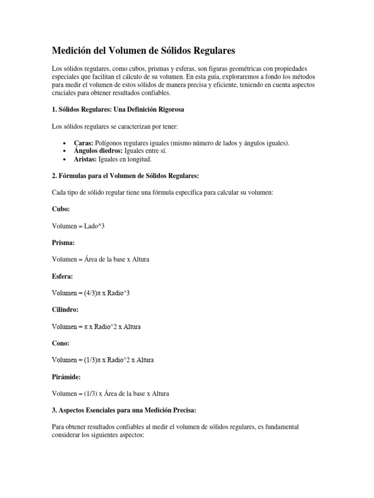 Medición Del Volumen de Sólidos Regulares | PDF | Volumen | Medición