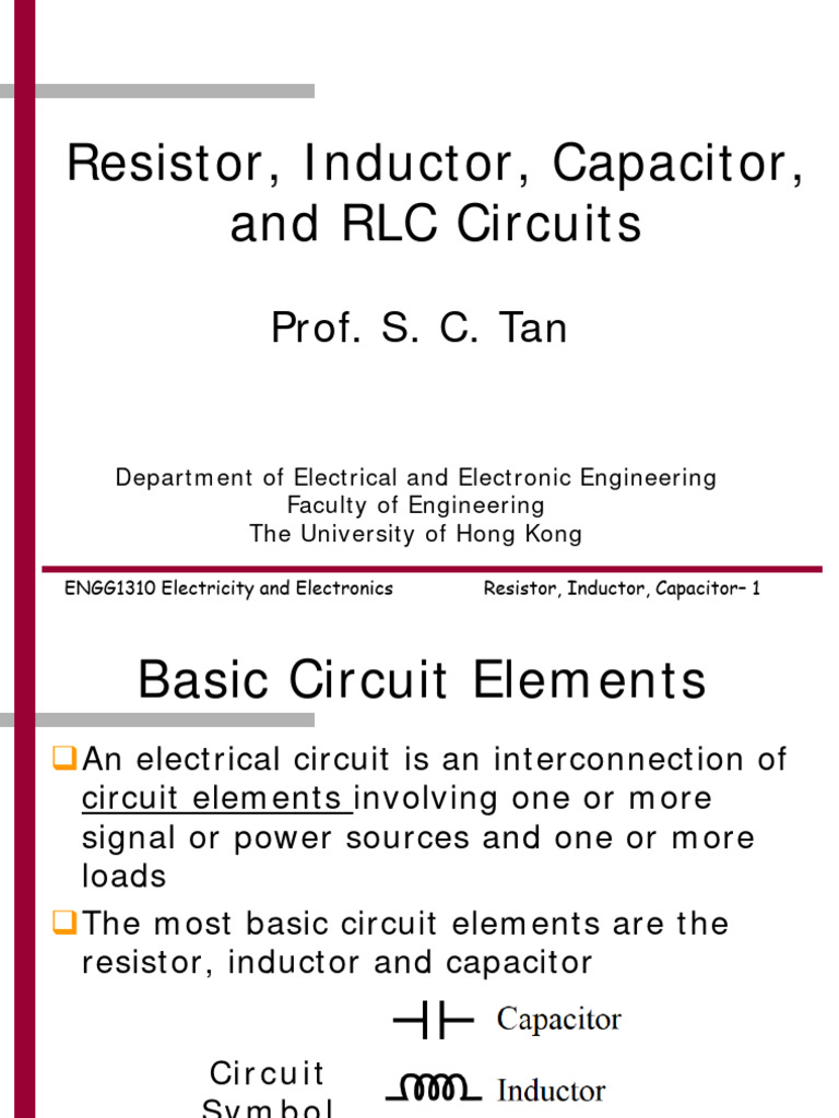 Lecture 02 - Resistor, Inductor, Capacitor, and Their Circuits | PDF | Series And Parallel ...