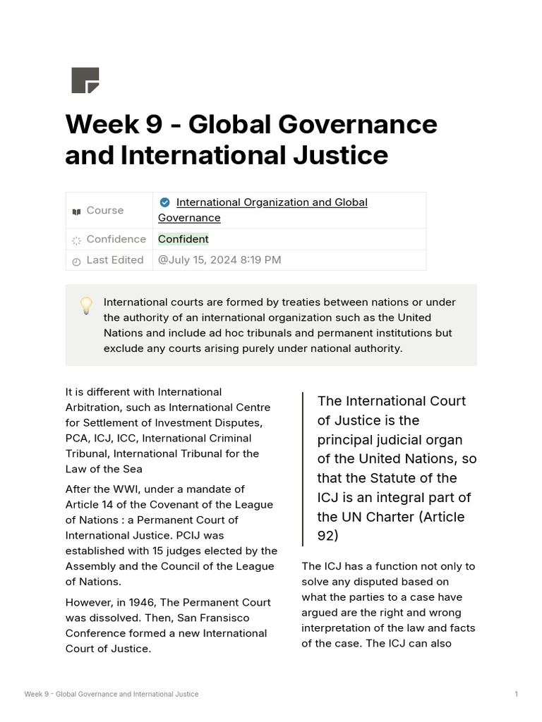 Global Governance And International Justice Pdf International