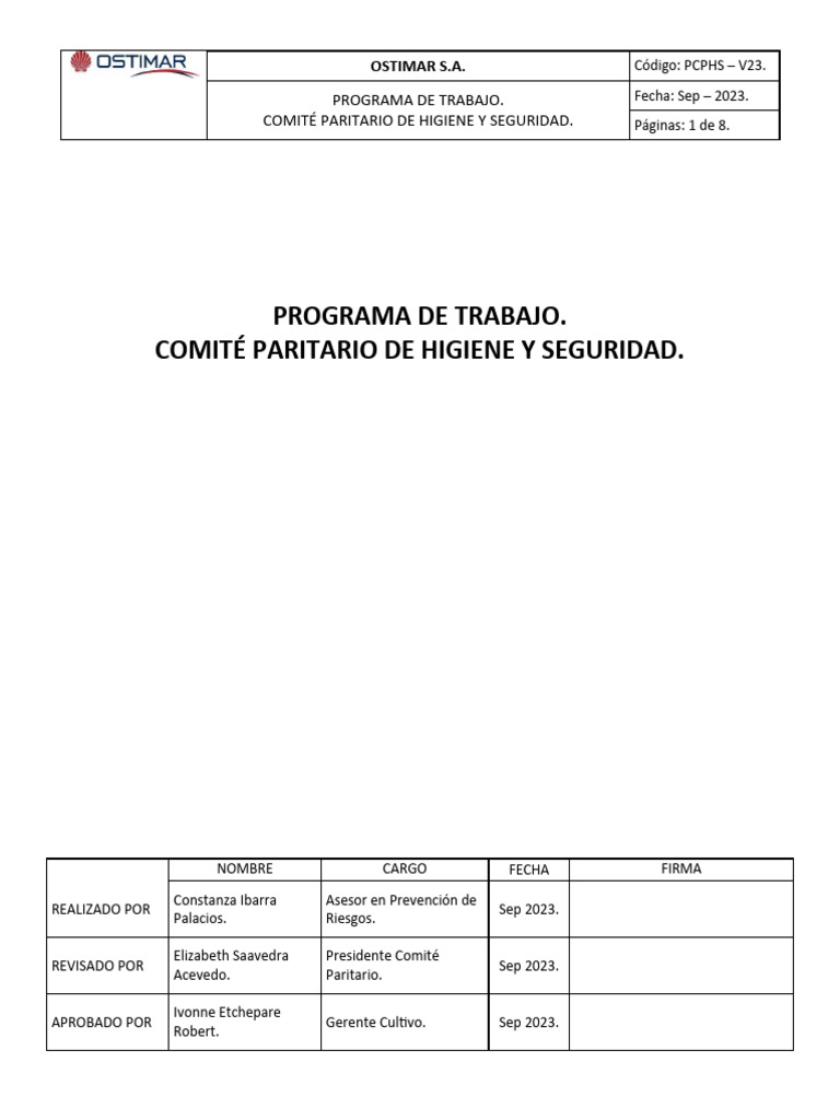 PCPHS - V23 - Programa Comité Paritario | PDF