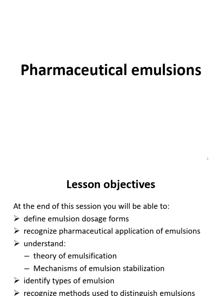 Pharmaceutical EMULSIONS | PDF | Emulsion | Colloid