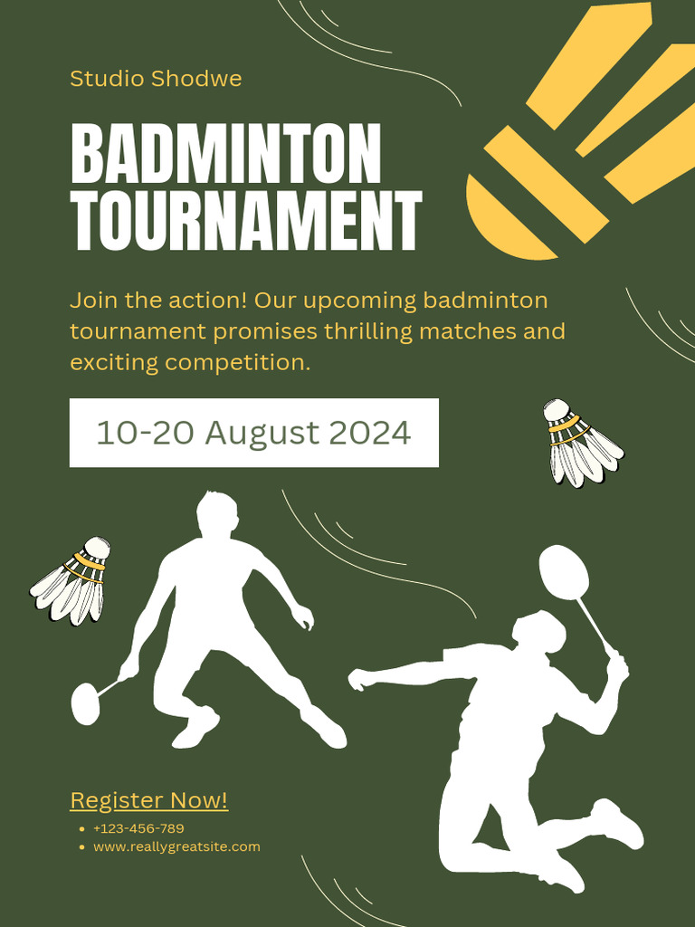 Green Illustrative Badminton Tournament Poster - 20240715 - 202228 ...