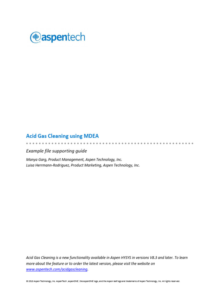 Acid Gas Cleaning Using MDEA | PDF | Gases | Chemical Process Engineering