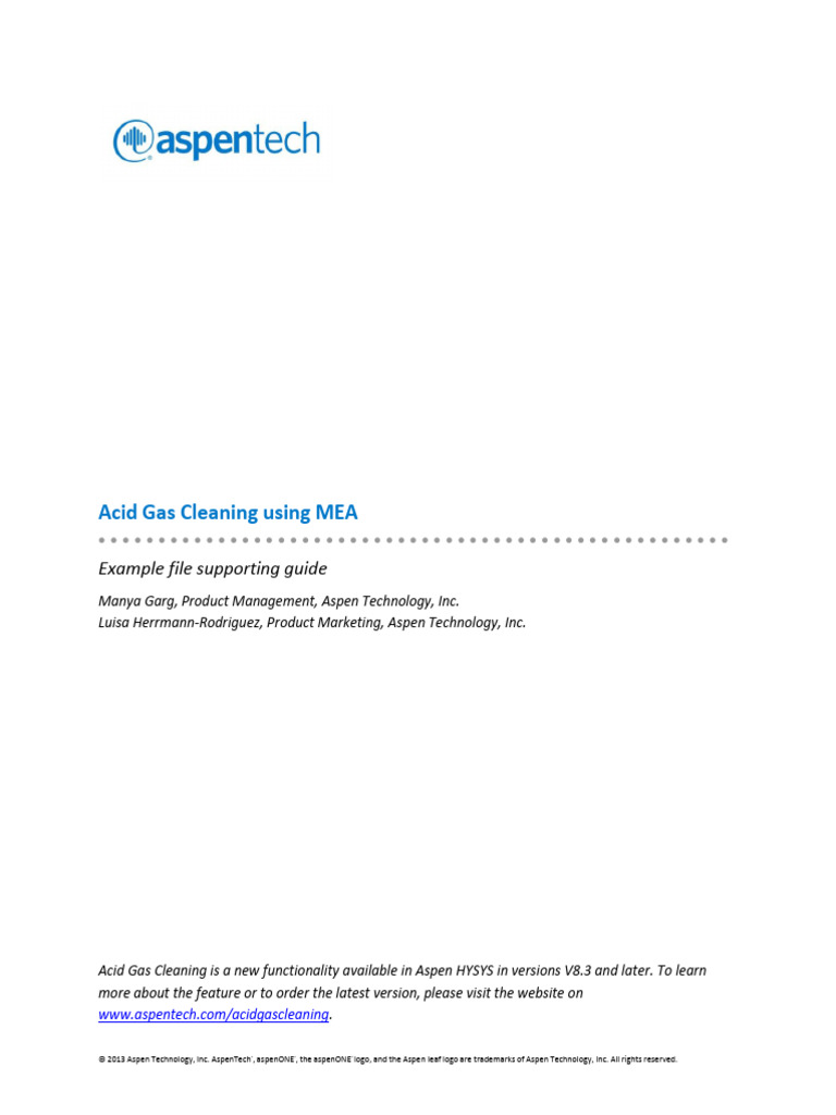 Acid Gas Cleaning Using MEA | PDF | Carbon Dioxide | Chemical Process ...