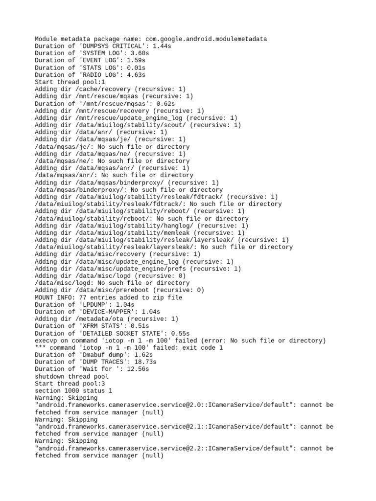 Android Module Metadata Log Analysis | PDF | Computer Science | System ...