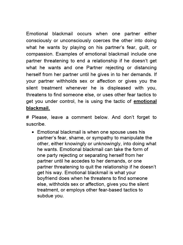 Understanding Emotional Blackmail | PDF | Self-Improvement
