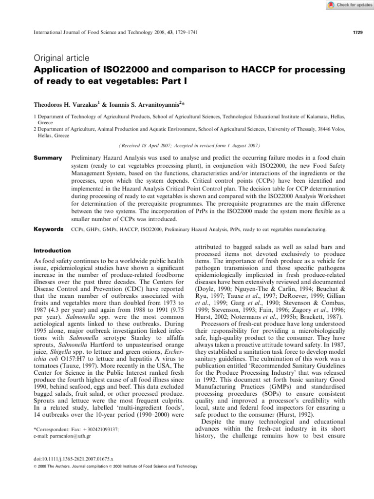 ISO22000 vs HACCP in Vegetable Processing | PDF | Hazard Analysis And ...