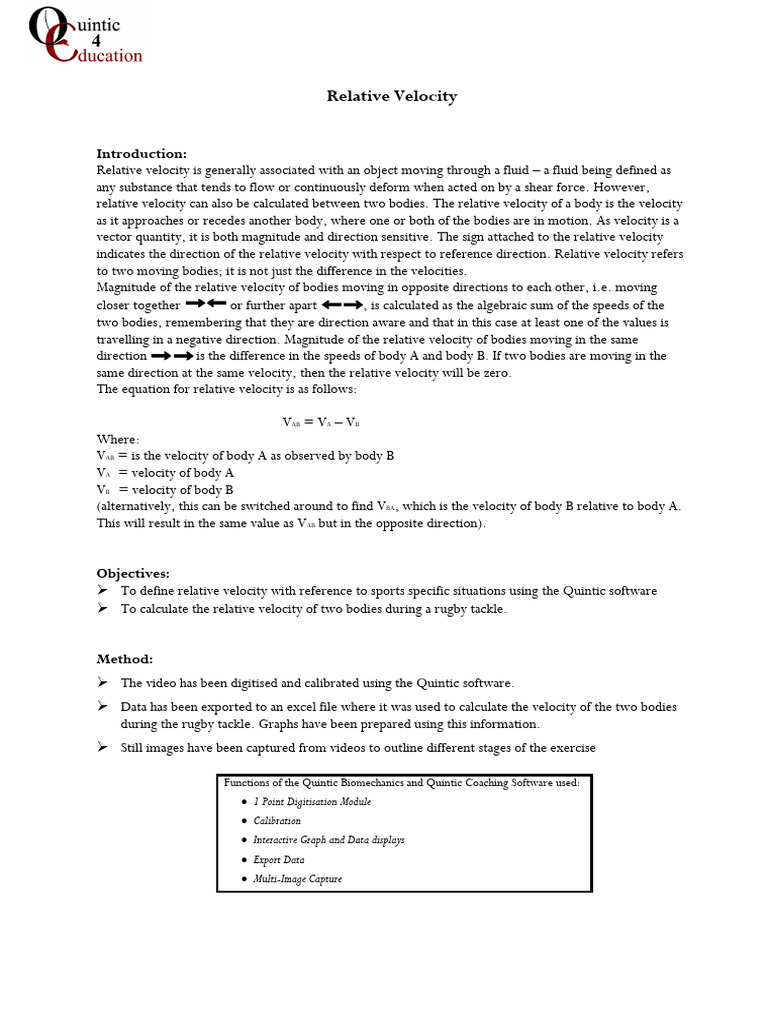 Understanding Relative Velocity in Sports | PDF | Velocity | Speed