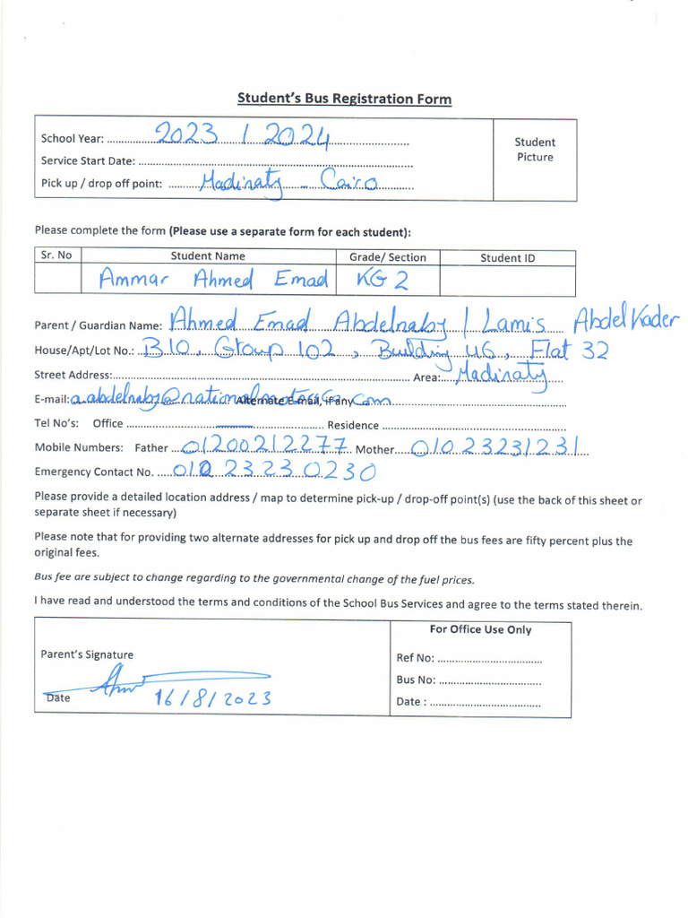 Bus Application Form - 2023 | PDF