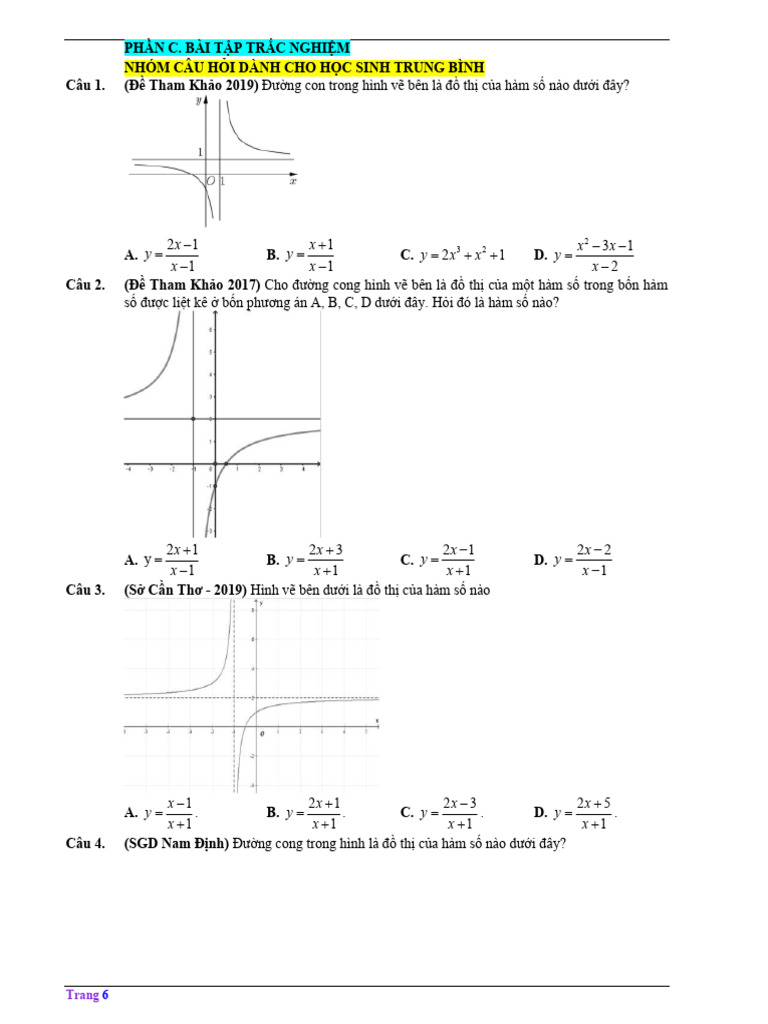 CHUYÊN ĐỀ 6. KHẢO SÁT HÀM SỐ PHÂN THỨC HỮU TỈ BT TRẮC NGHIỆM 2K7 | PDF