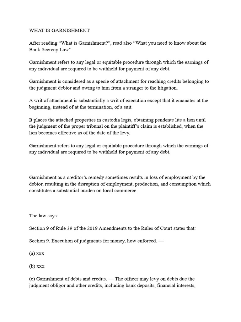 Garnishment | PDF | Garnishment | Judgment (Law)