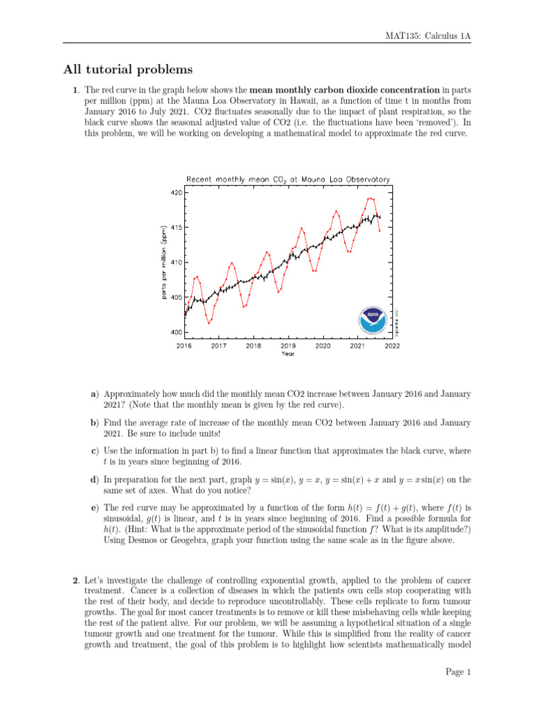 MAT135 Tutorial Problem Compilation | PDF | Caffeine | Pharmacokinetics