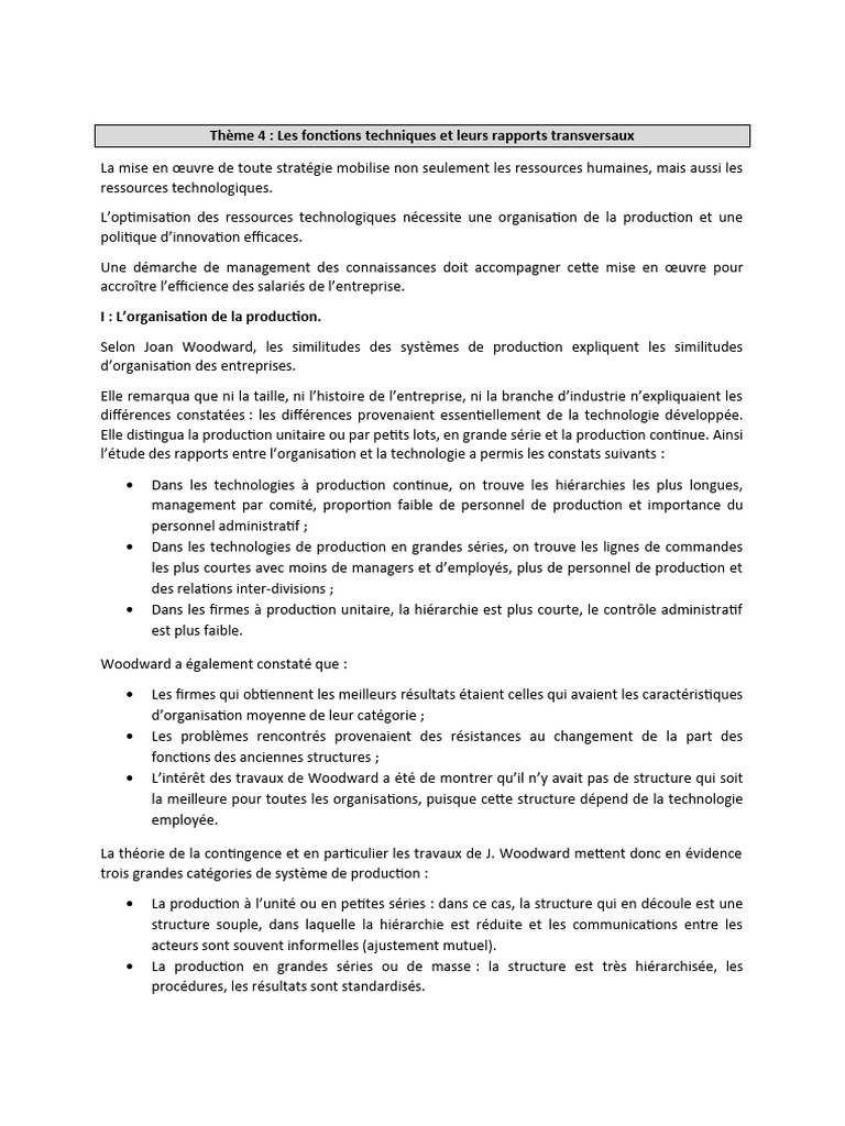 Définition et Organisation des Fonctions Techniques | PDF | Innovation ...