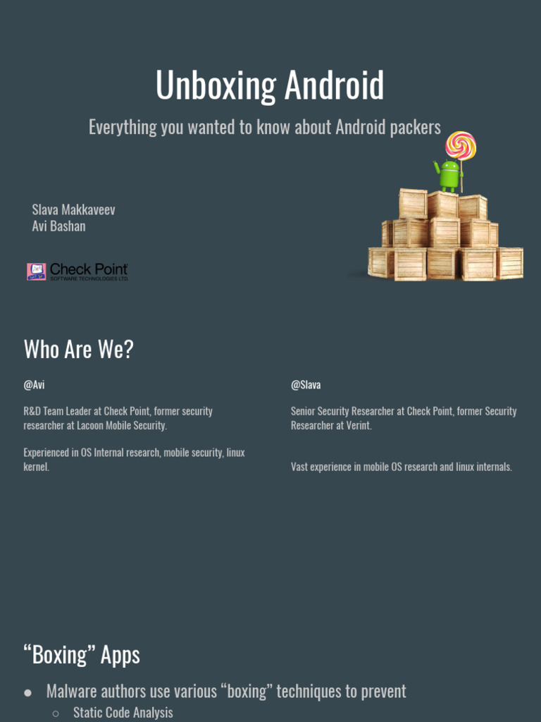 DEF CON 25 - Slava-Makkaveev-and-Avi-Bashan-Unboxing-Android | PDF | Android (Operating System ...