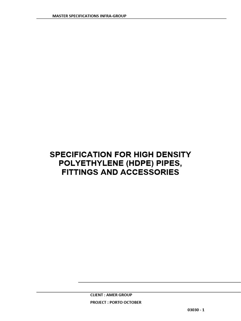 06030-Specification For High Density | PDF | Pipe (Fluid Conveyance ...