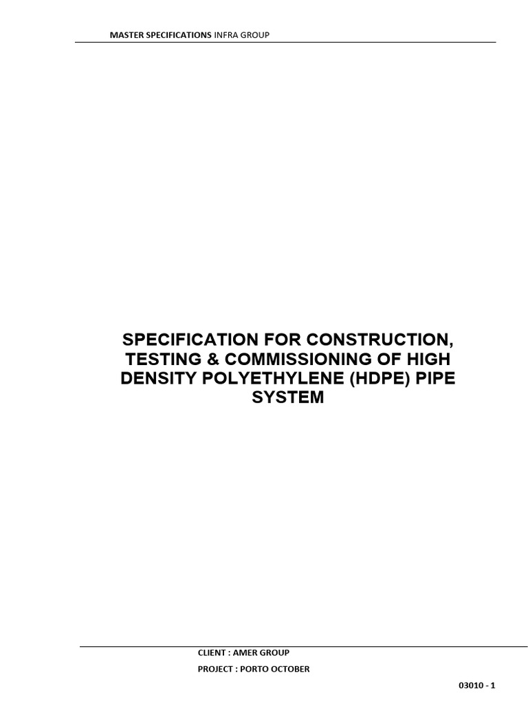 03010-Specification For Construction | PDF | Pipe (Fluid Conveyance) | Road