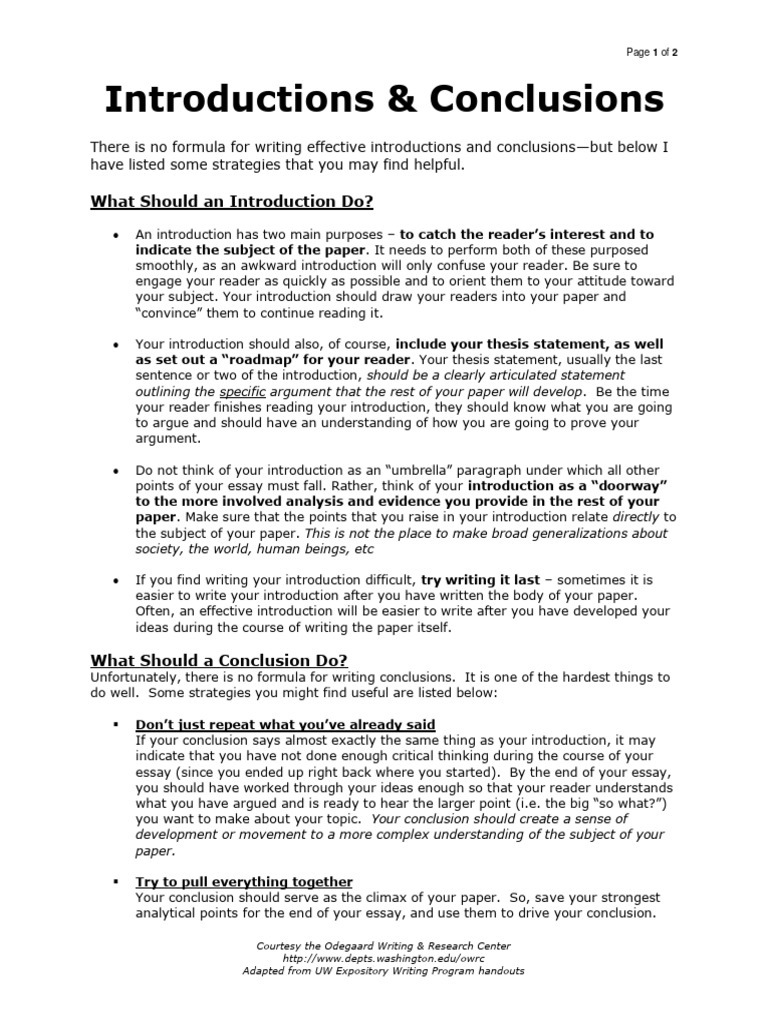 Introductions and Conclusions | PDF | Essays | Argument