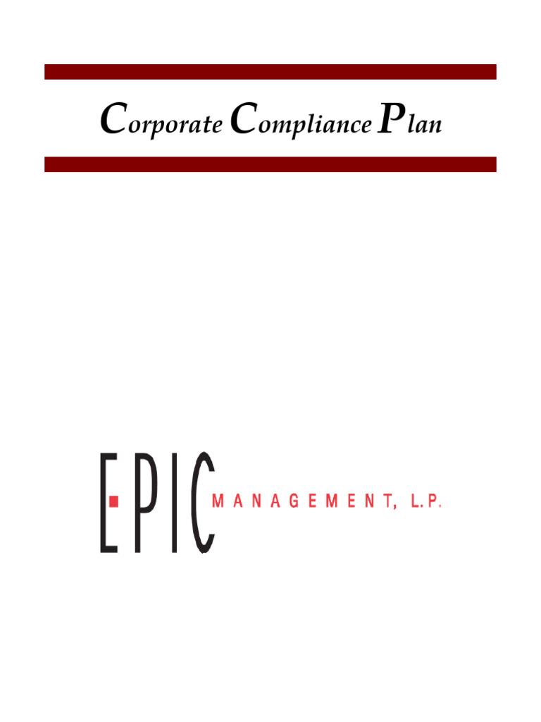 EPIC Corporate Compliance Plan | PDF | Regulatory Compliance | Employment