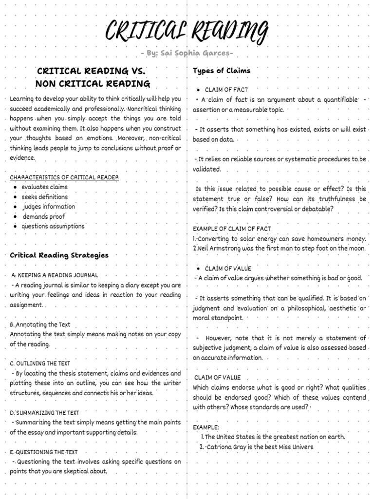 Mastering Critical Reading Techniques | PDF | Thought | Policy