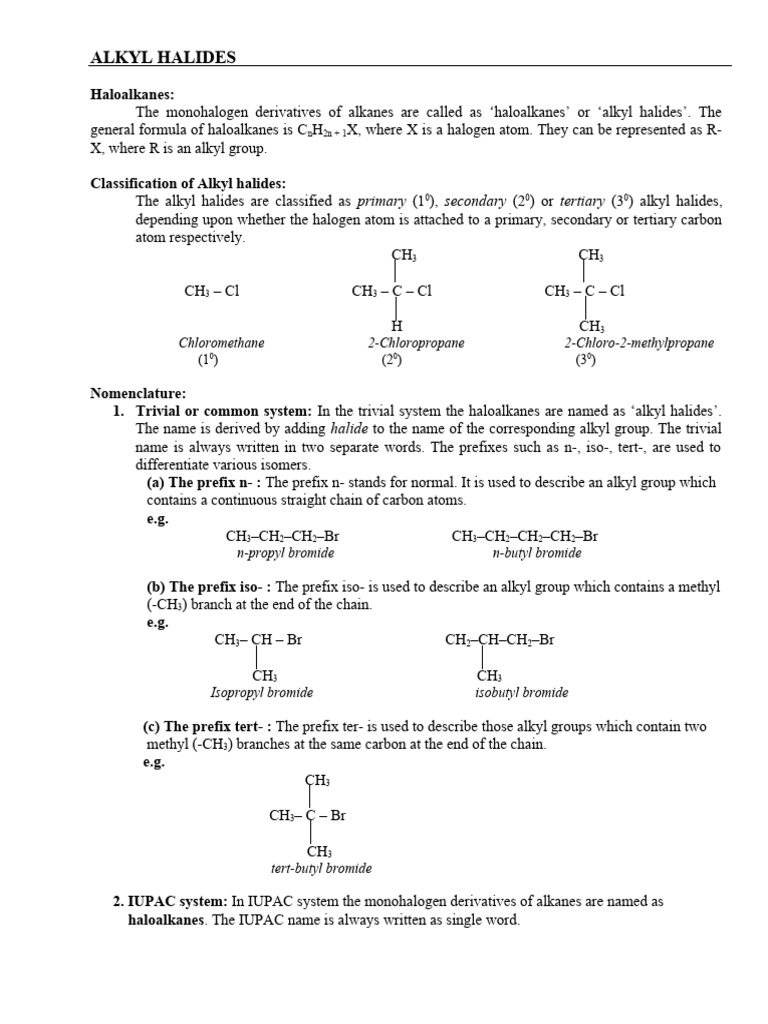 Alkyl Halides | PDF | Alkane | Chemical Reactions