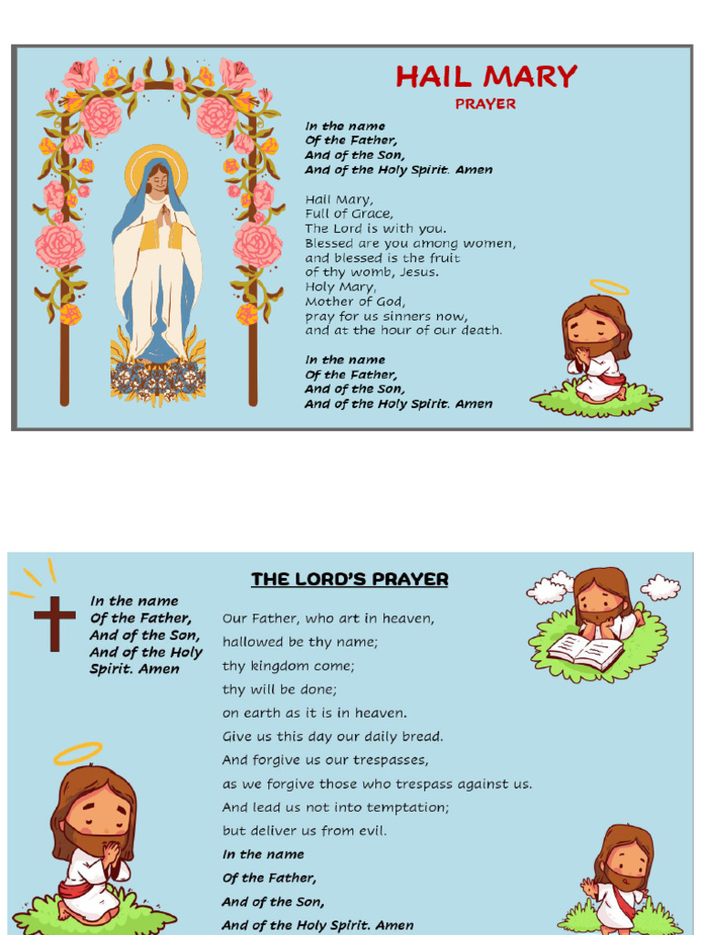Hail Mary Prayer and The Lords Prayer | PDF