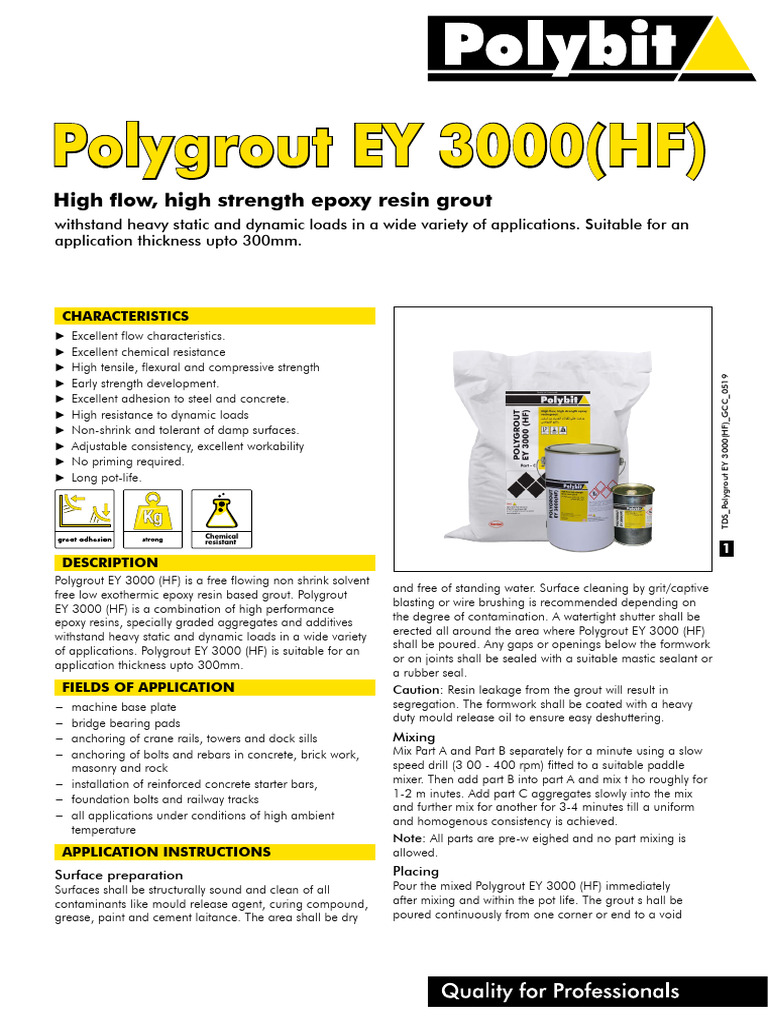 Polygrout EY 3000 (HF) | PDF | Concrete | Materials